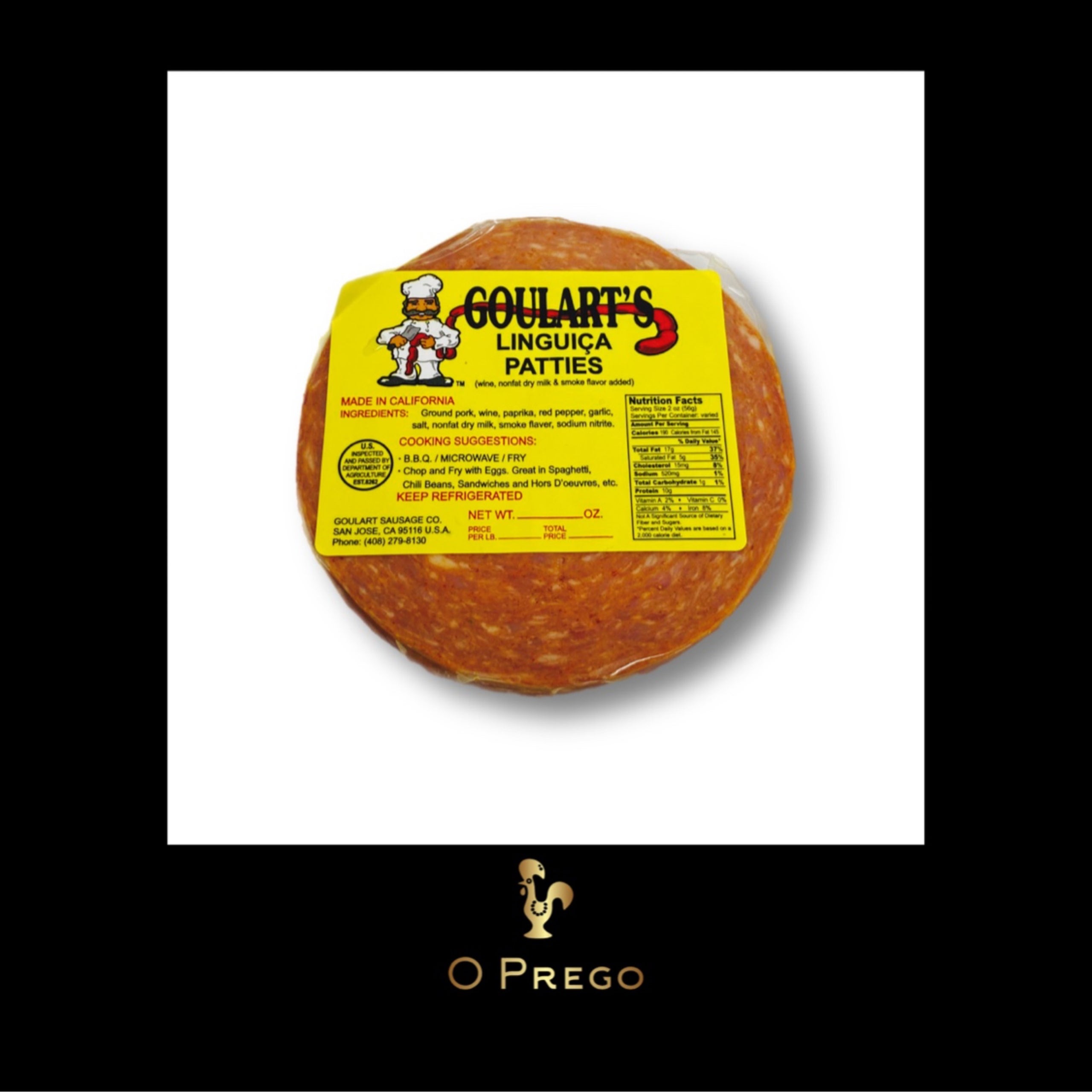 Goulart Linguica Patties | O Prego - A Taste of Portugal & Brazil